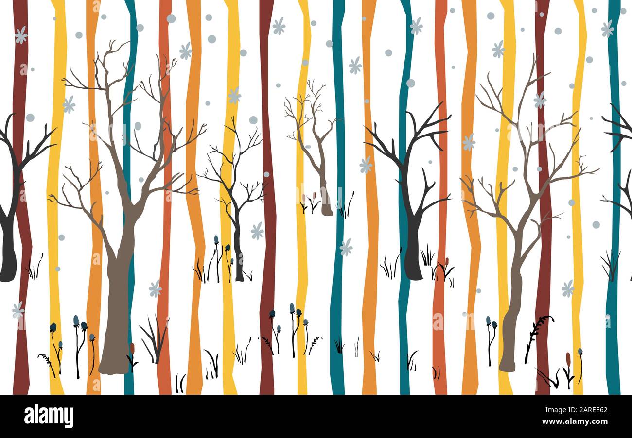 Winter Trees Background. Winter landscape with trees, snow. Snow In ...