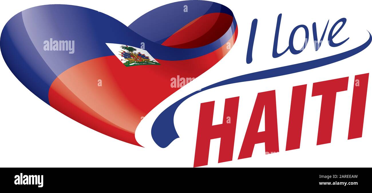 National flag of the Haiti in the shape of a heart and the inscription ...
