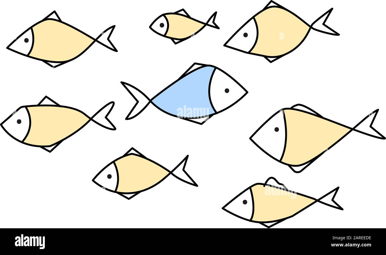 Fish swims against the stream hand drawn style Stock Vector Image & Art ...