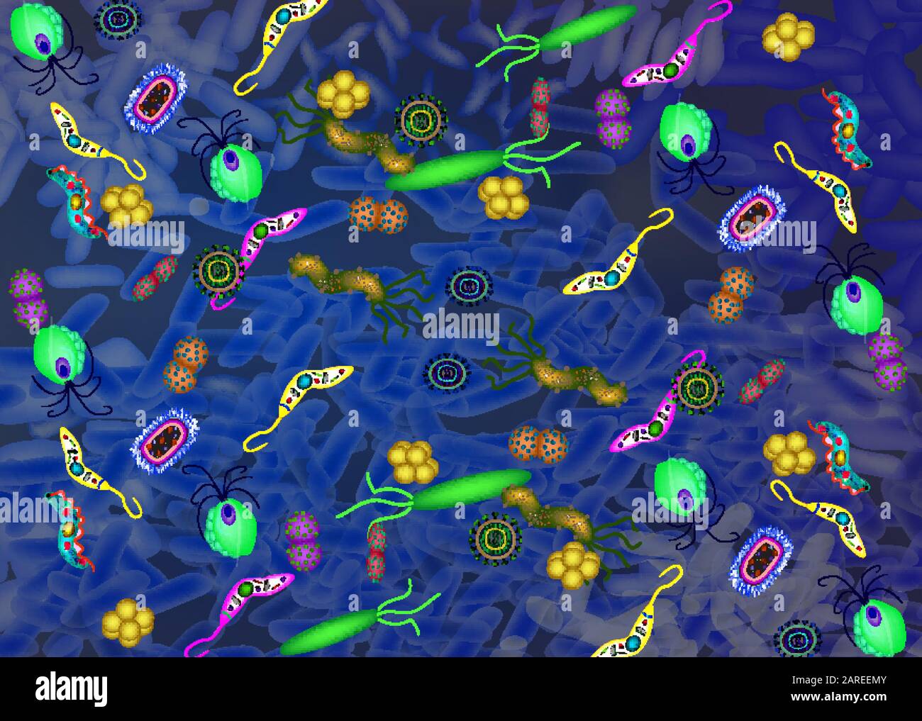 Pathogenic microflora in the intestine background. Dysbacteriosis ...