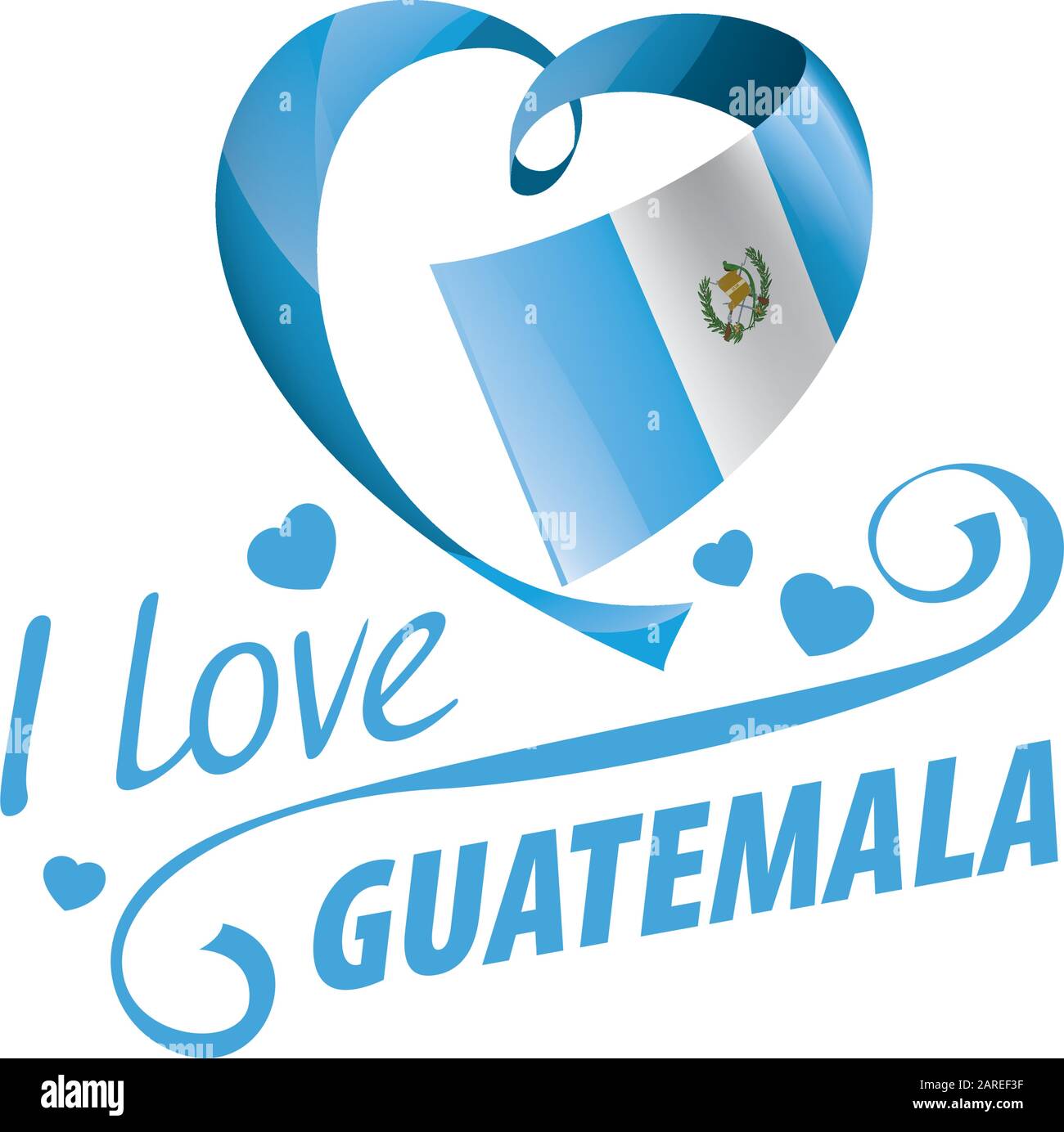 National flag of the Guatemala in the shape of a heart and the ...