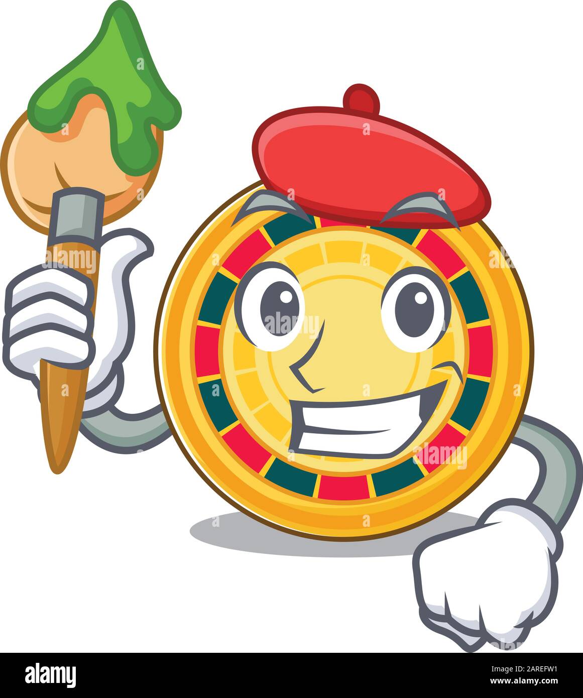 Cartoon character of roulette Artist with a brush Stock Vector Image ...