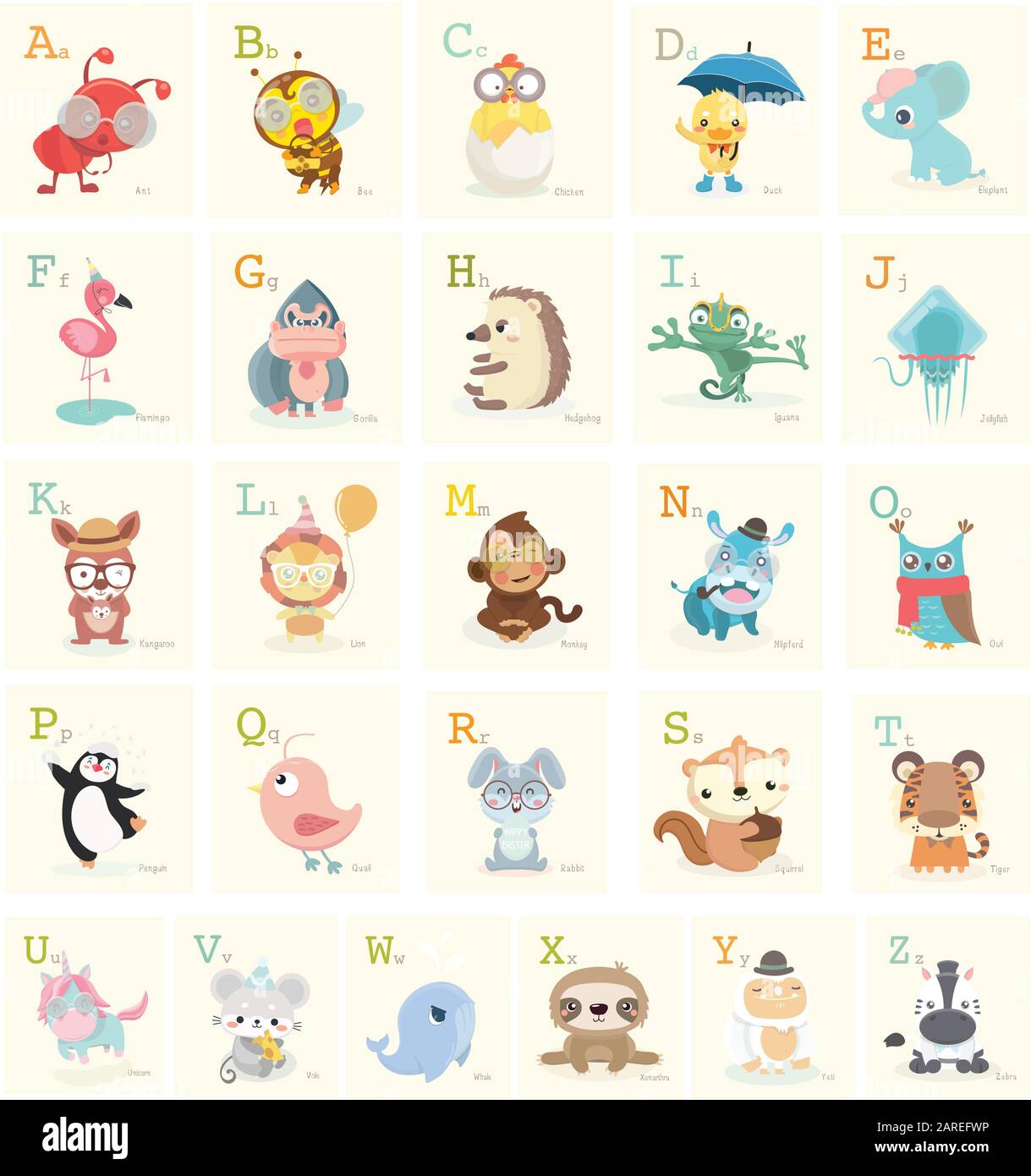 Cute Animals alphabet for kids education Stock Vector Image & Art - Alamy