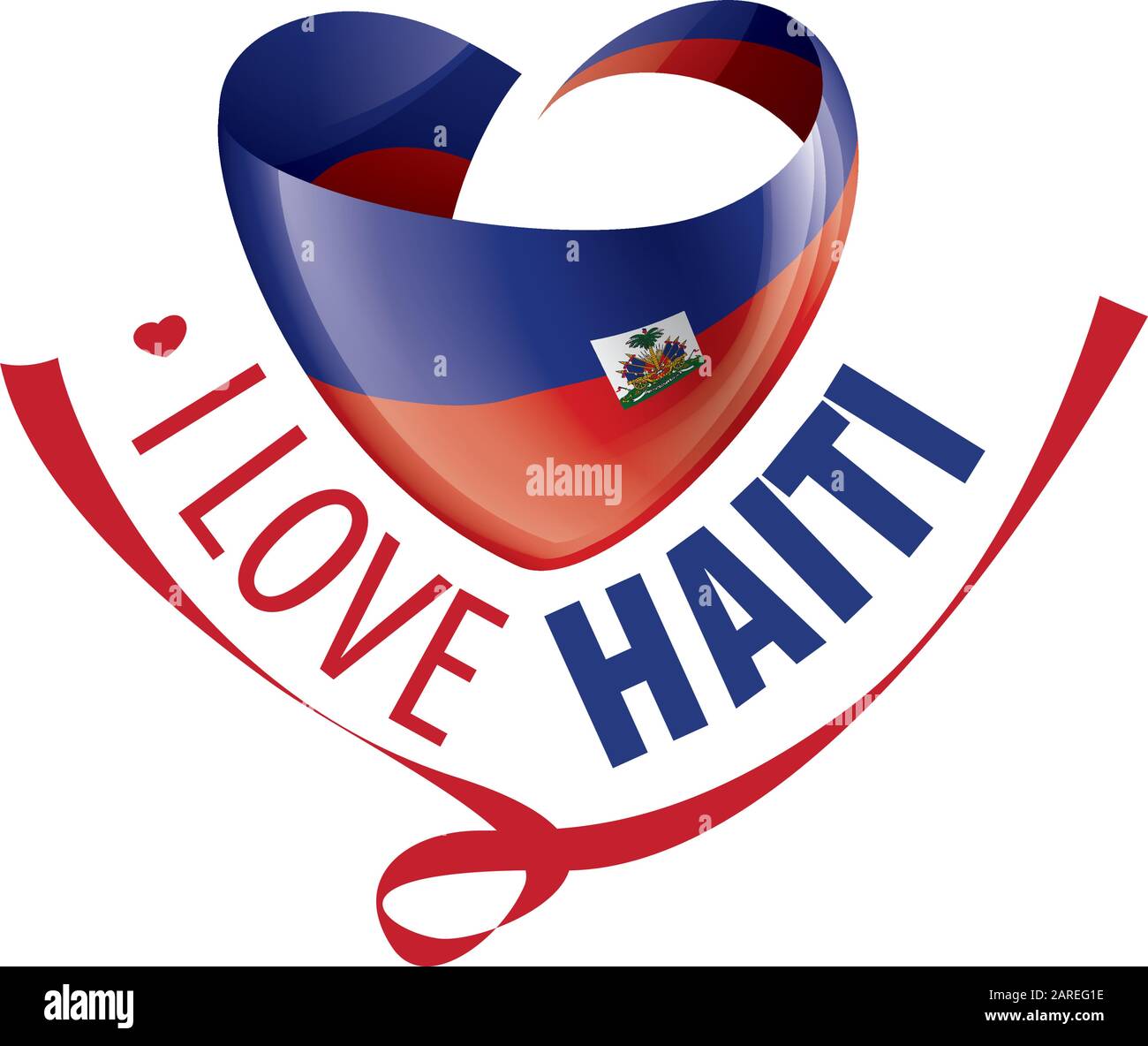 National flag of the Haiti in the shape of a heart and the inscription ...