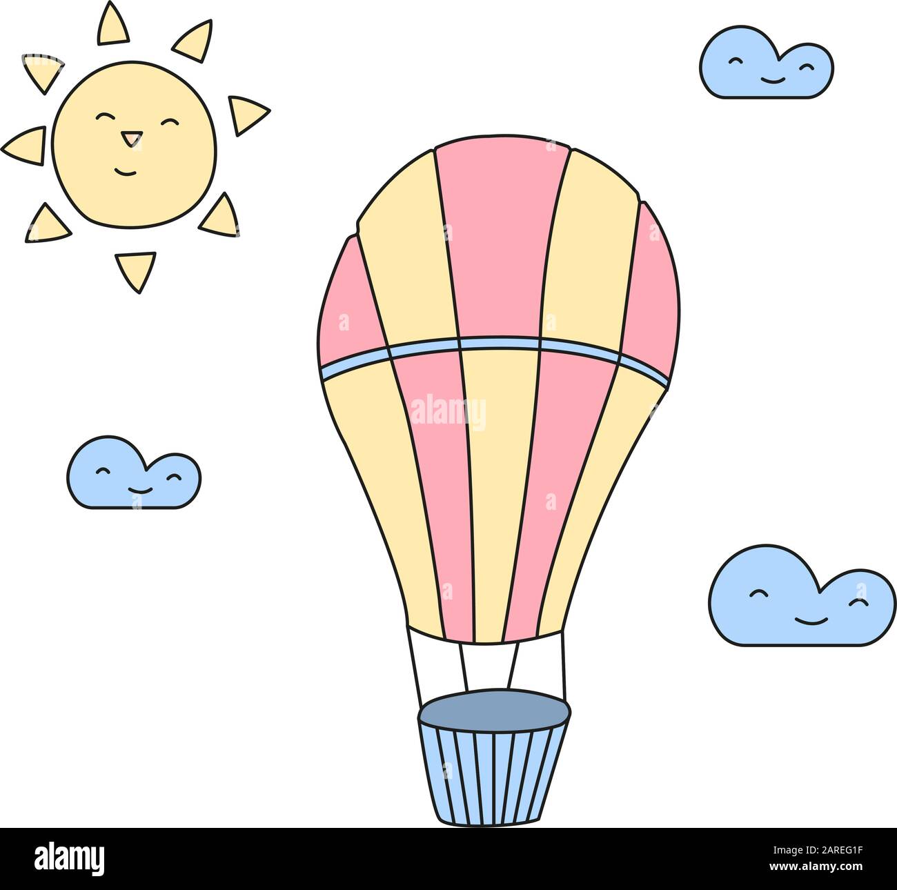 Cute Hot Air Balloon Drawing