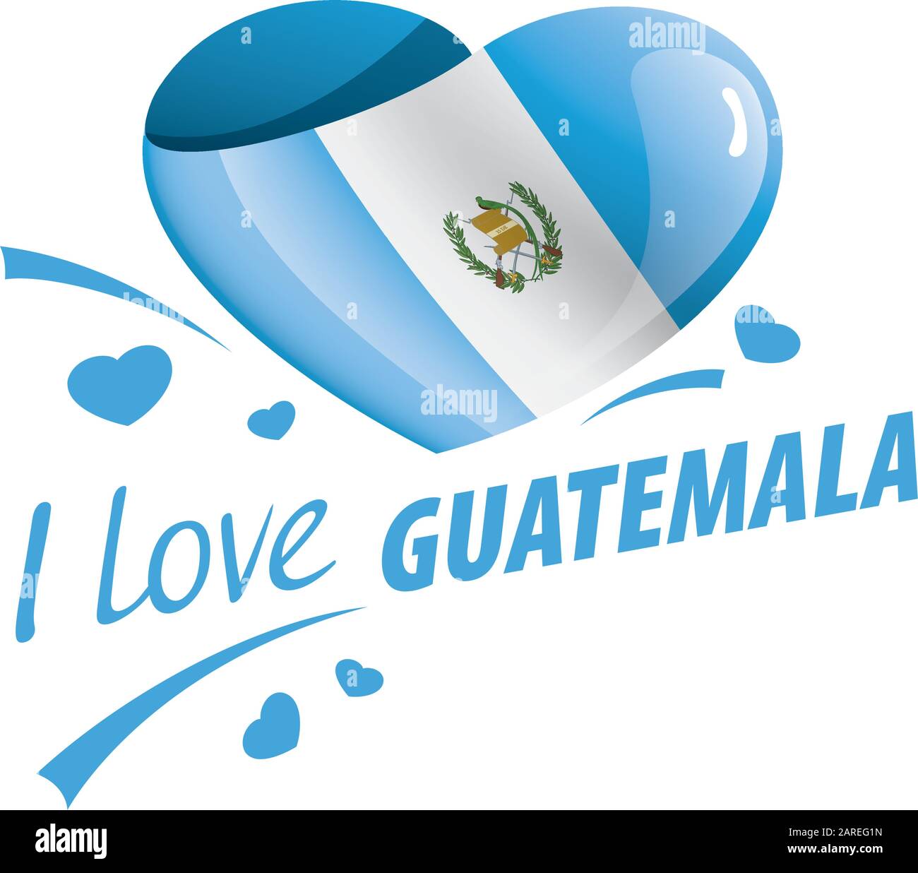 National flag of the Guatemala in the shape of a heart and the ...