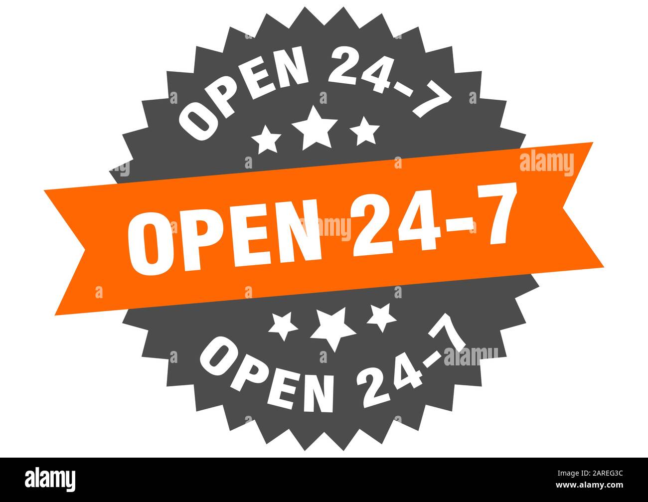 open 24 7 sign. open 24 7 circular band label. round open 24 7 sticker ...