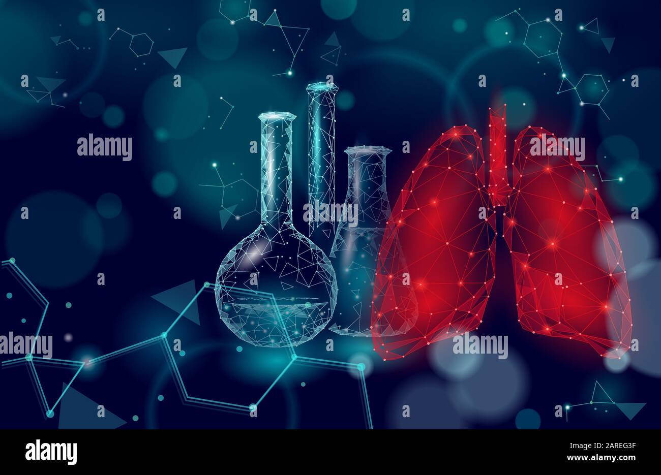 3D human lungs medicine microscopic research concept. Respiratory virus ...
