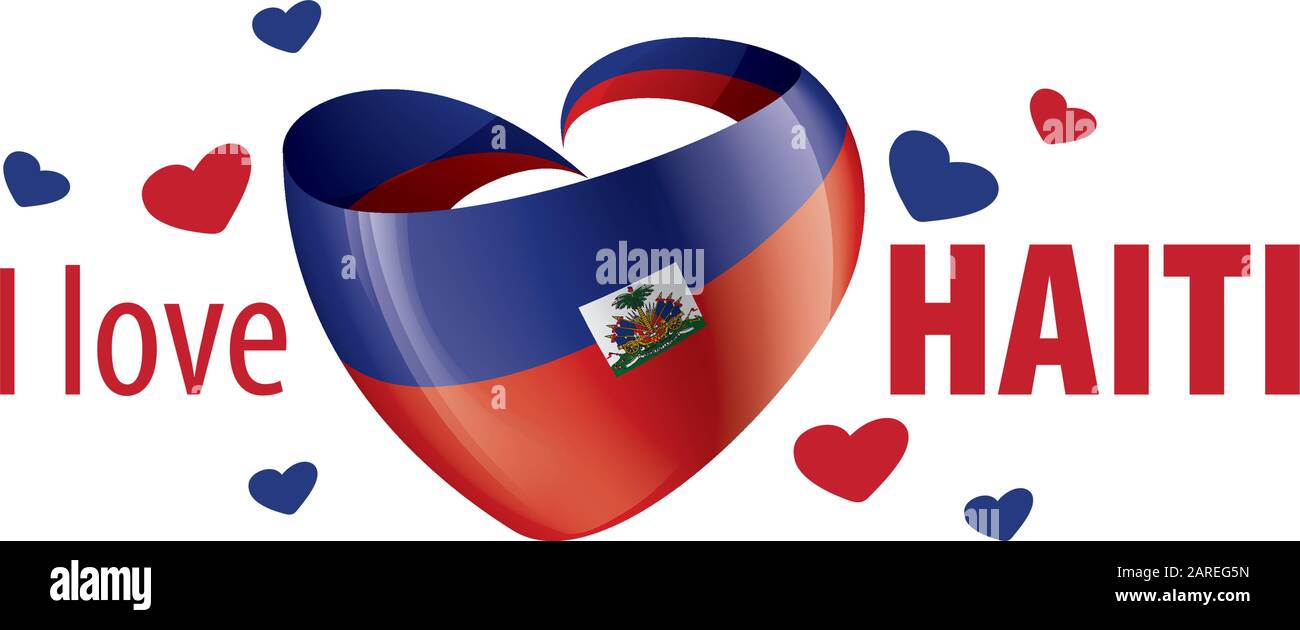 National flag of the Haiti in the shape of a heart and the inscription ...