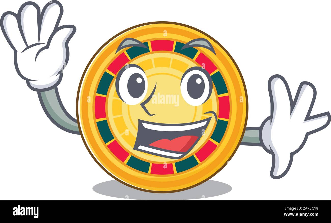 Waving friendly roulette cartoon with character design Stock Vector ...