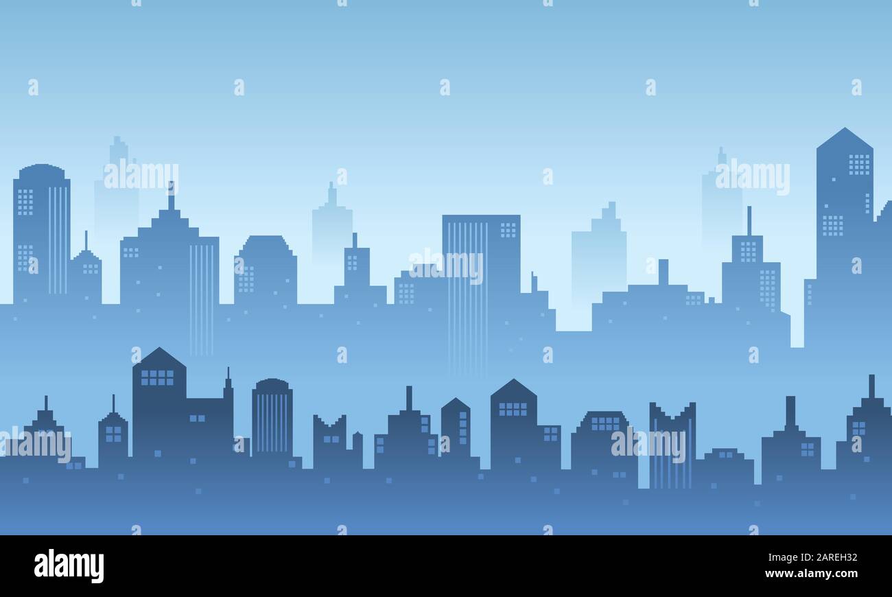 City background in the morning with a tall building Stock Vector Image ...