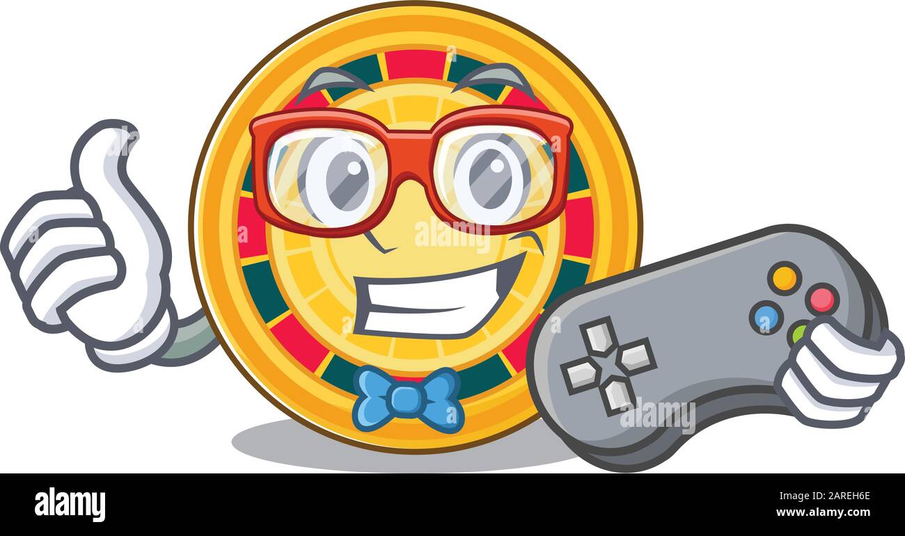 Smiley gamer roulette in cartoon mascot style Stock Vector Image & Art ...