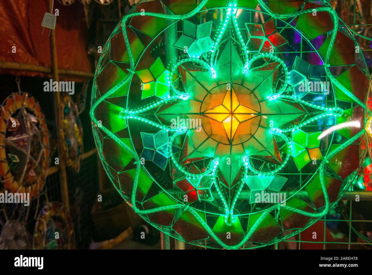 Colorful lanterns in a Christmas market in Las Pinas city , Manila the ...
