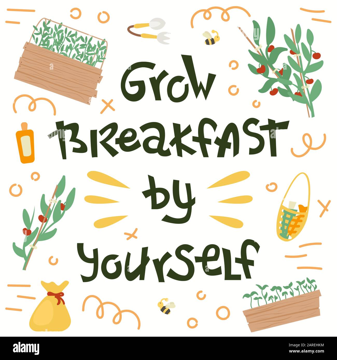 Creative lettering - Grow breakfast by yourself. Environmental ...