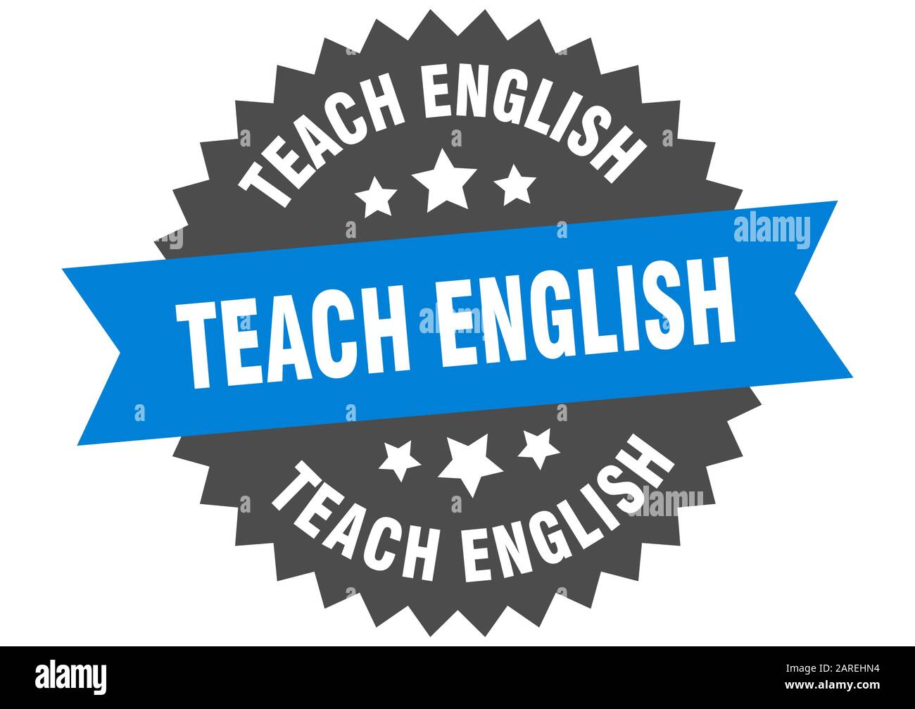 teach english sign. teach english circular band label. round teach ...