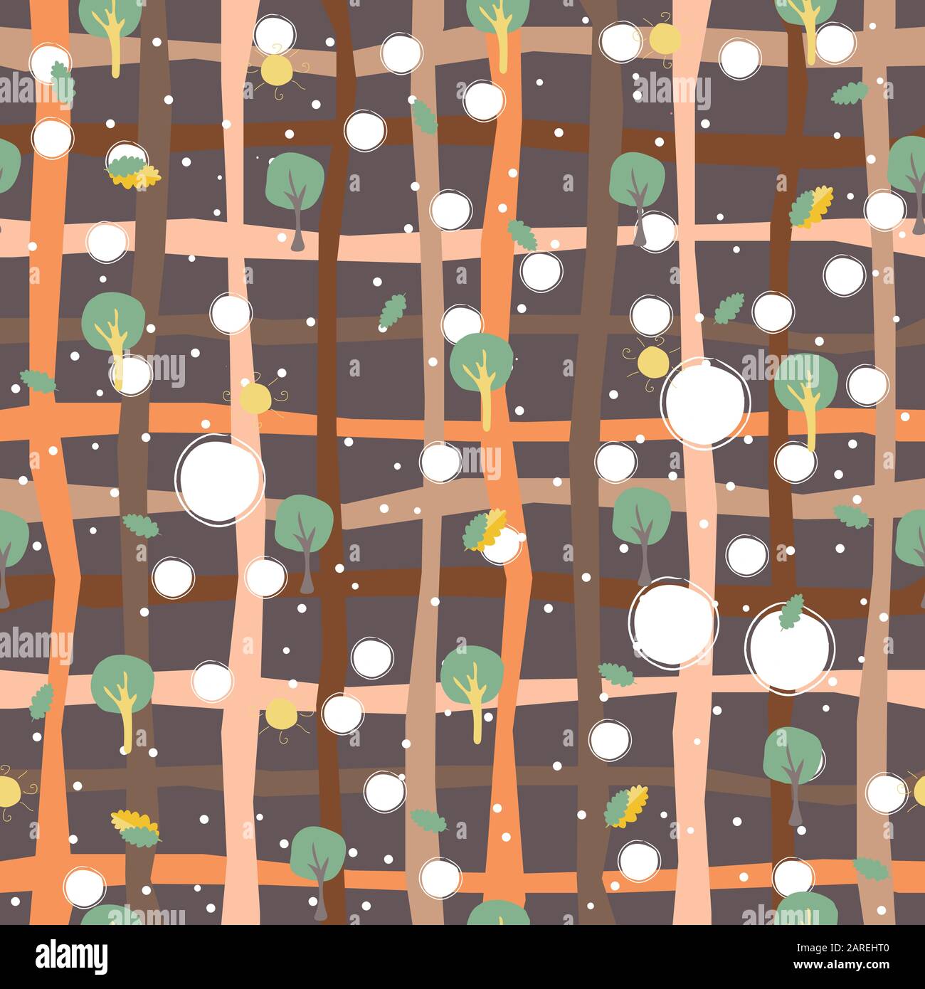 Childish Design with small trees on colorful background. Vector ...