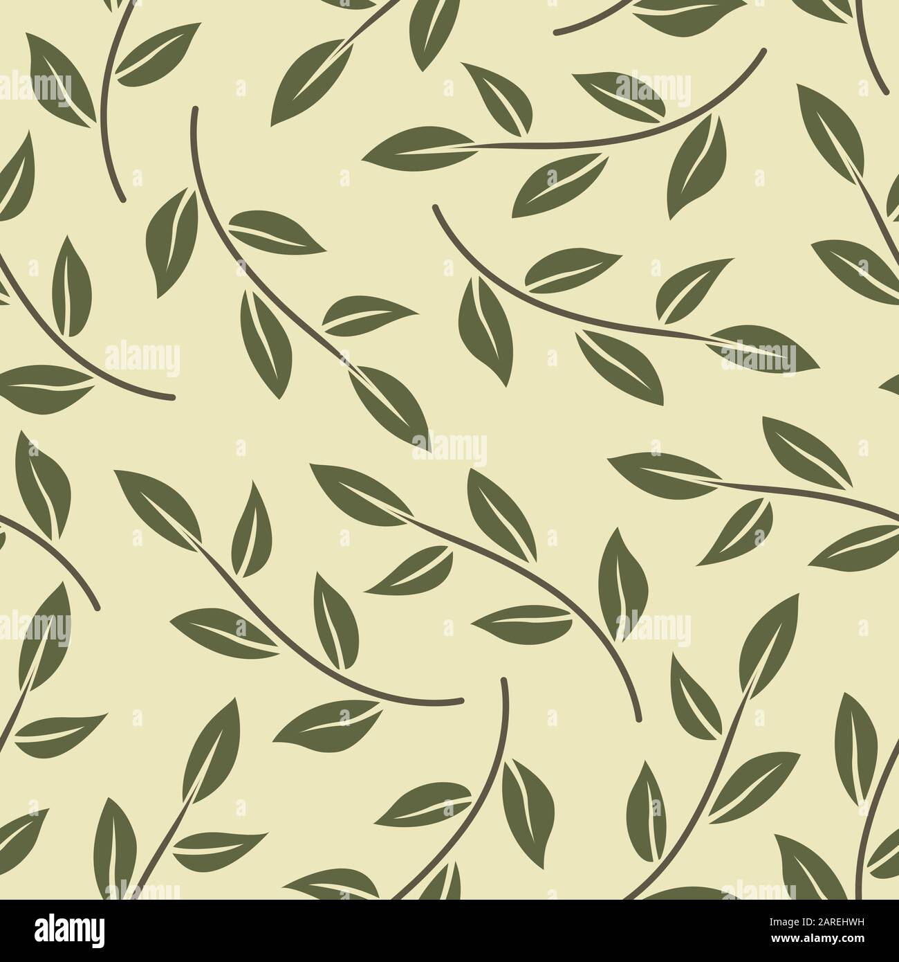 Vector seamless pattern with minimalistic leaves. Botanical background ...