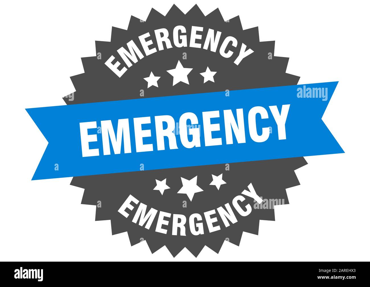 emergency sign. emergency circular band label. round emergency sticker ...