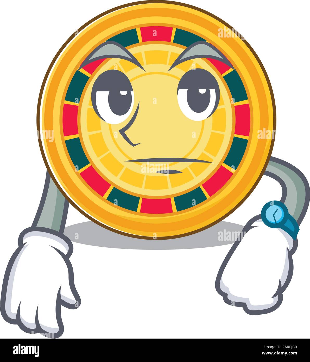 cartoon character design of roulette on a waiting gesture Stock Vector ...