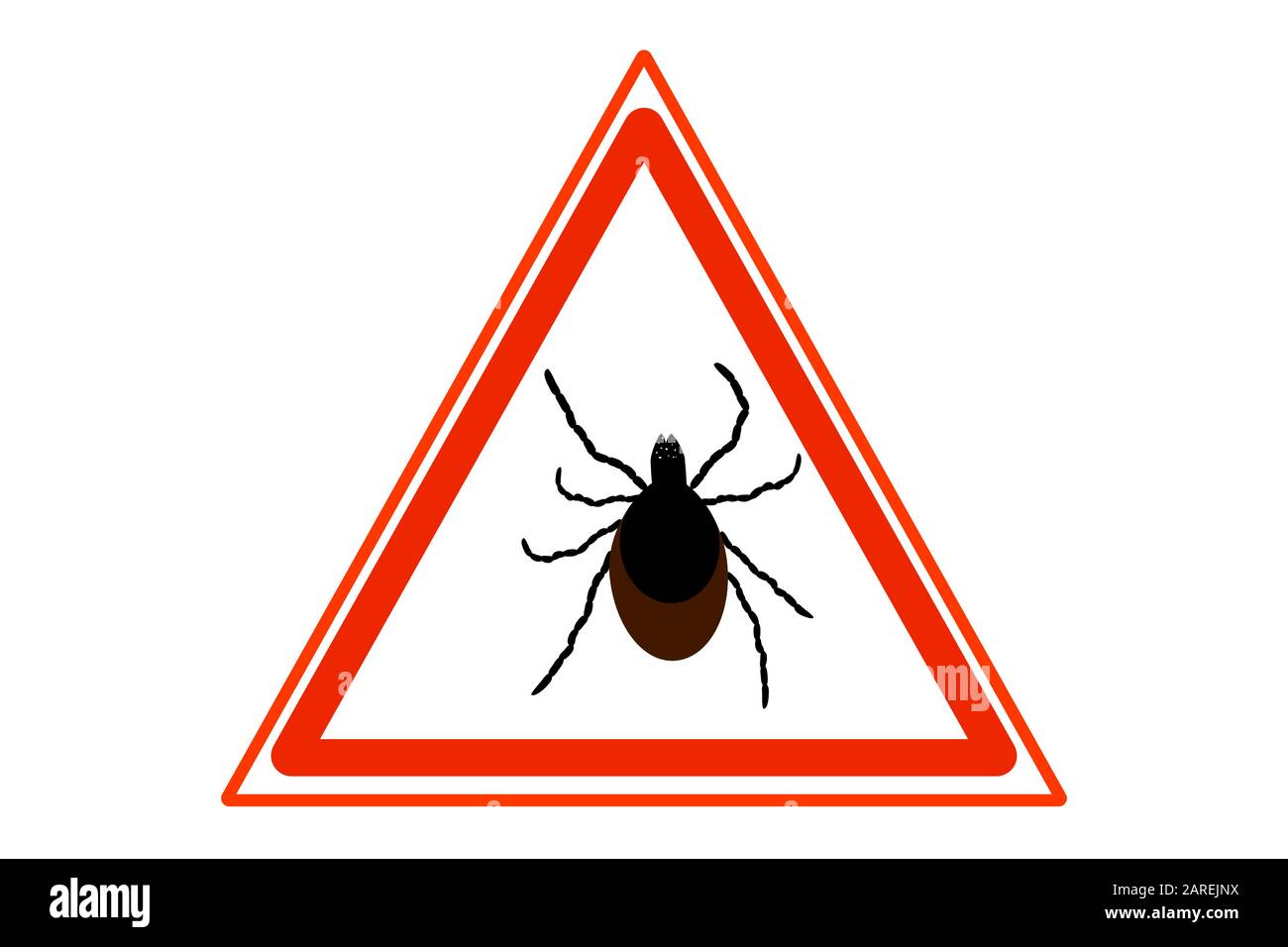 Dangerous tick parasite area warning sign. Mite warning sign.Tick ...