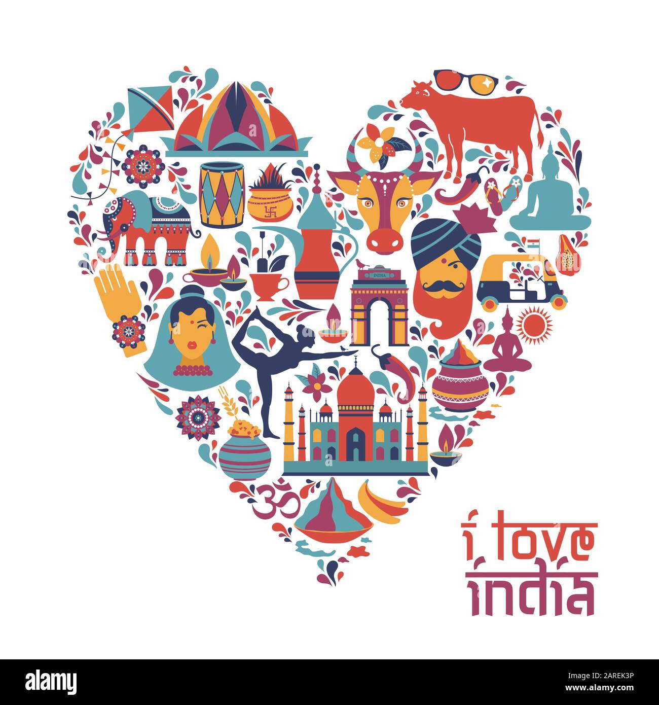 India set Asia country vector Indian architecture Asian traditions ...