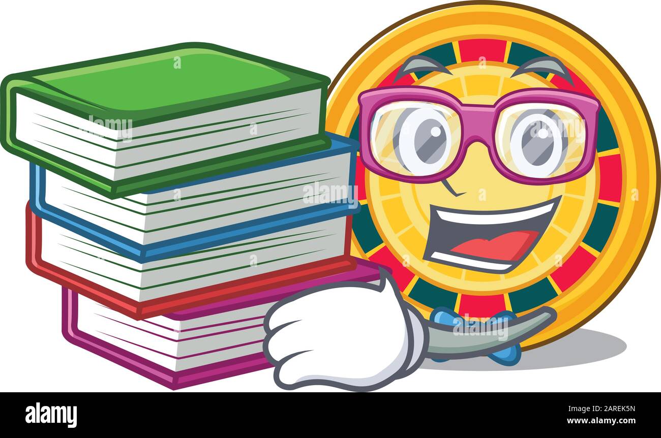 Cool and clever Student roulette mascot cartoon with book Stock Vector ...