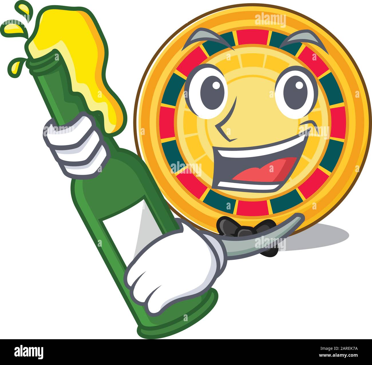 mascot cartoon design of roulette with bottle of beer Stock Vector ...