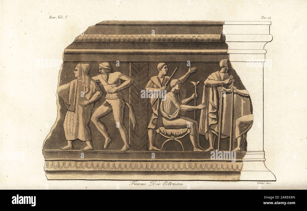 The Etruscan god Faunus (Pan in Roman mythology). From a fragment of an ...