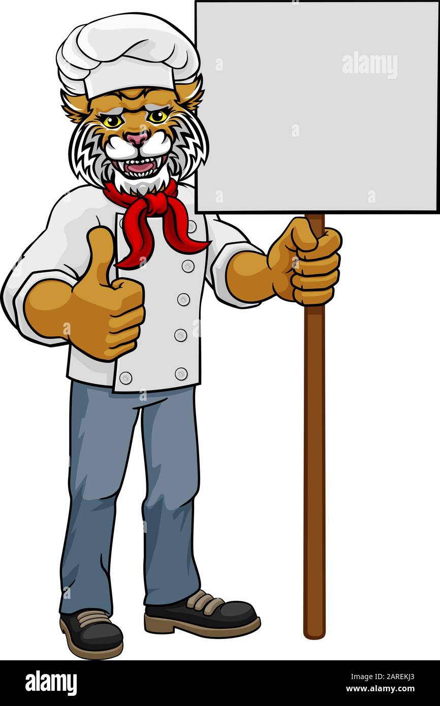 Wildcat Chef Cartoon Restaurant Mascot Sign Stock Vector Image & Art ...
