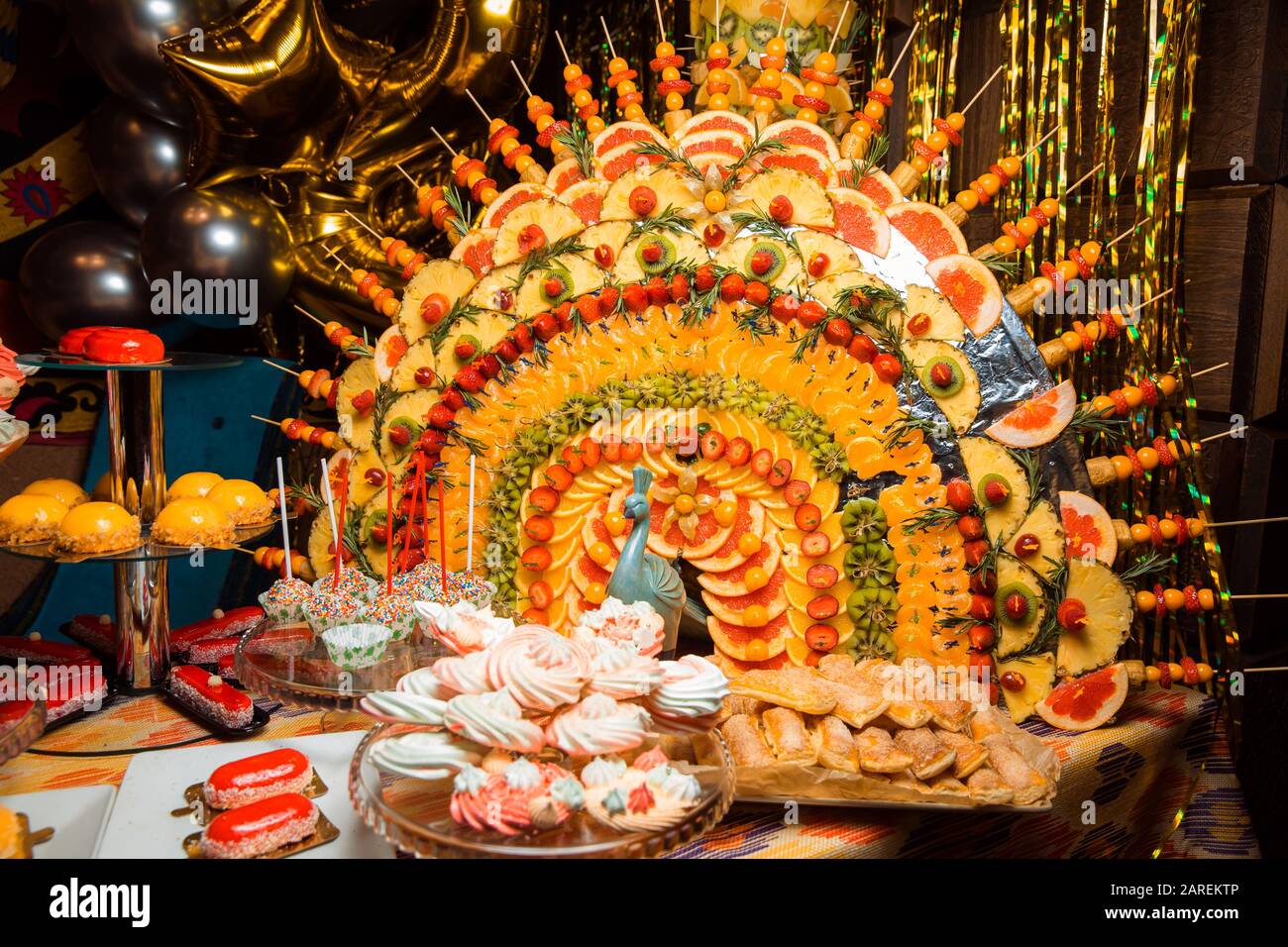 Creative fruit dessert funny peacock bird shape. Creative fruit dessert ...