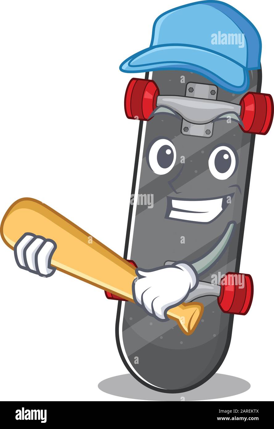 Sporty skateboard cartoon character design with baseball Stock Vector ...