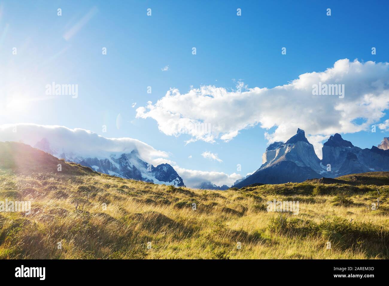 Beautiful mountain landscapes in Torres Del Paine National Park, Chile ...