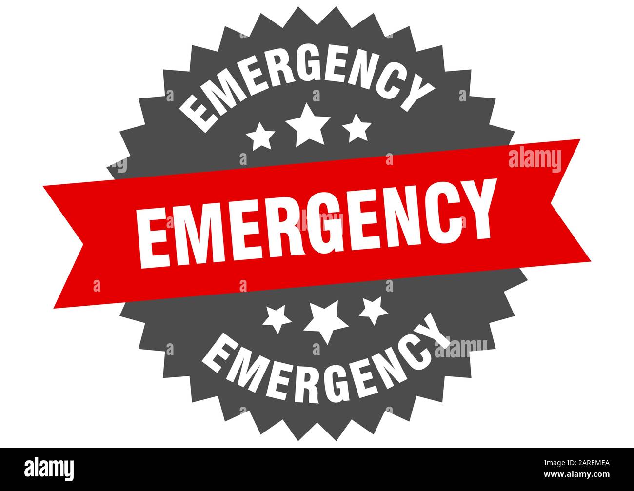 emergency sign. emergency circular band label. round emergency sticker ...