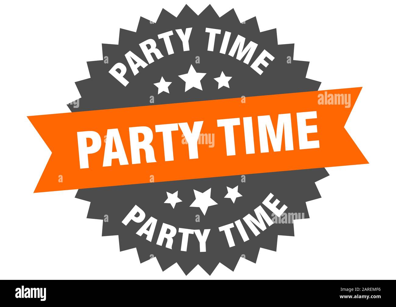 party time sign. party time circular band label. round party time ...