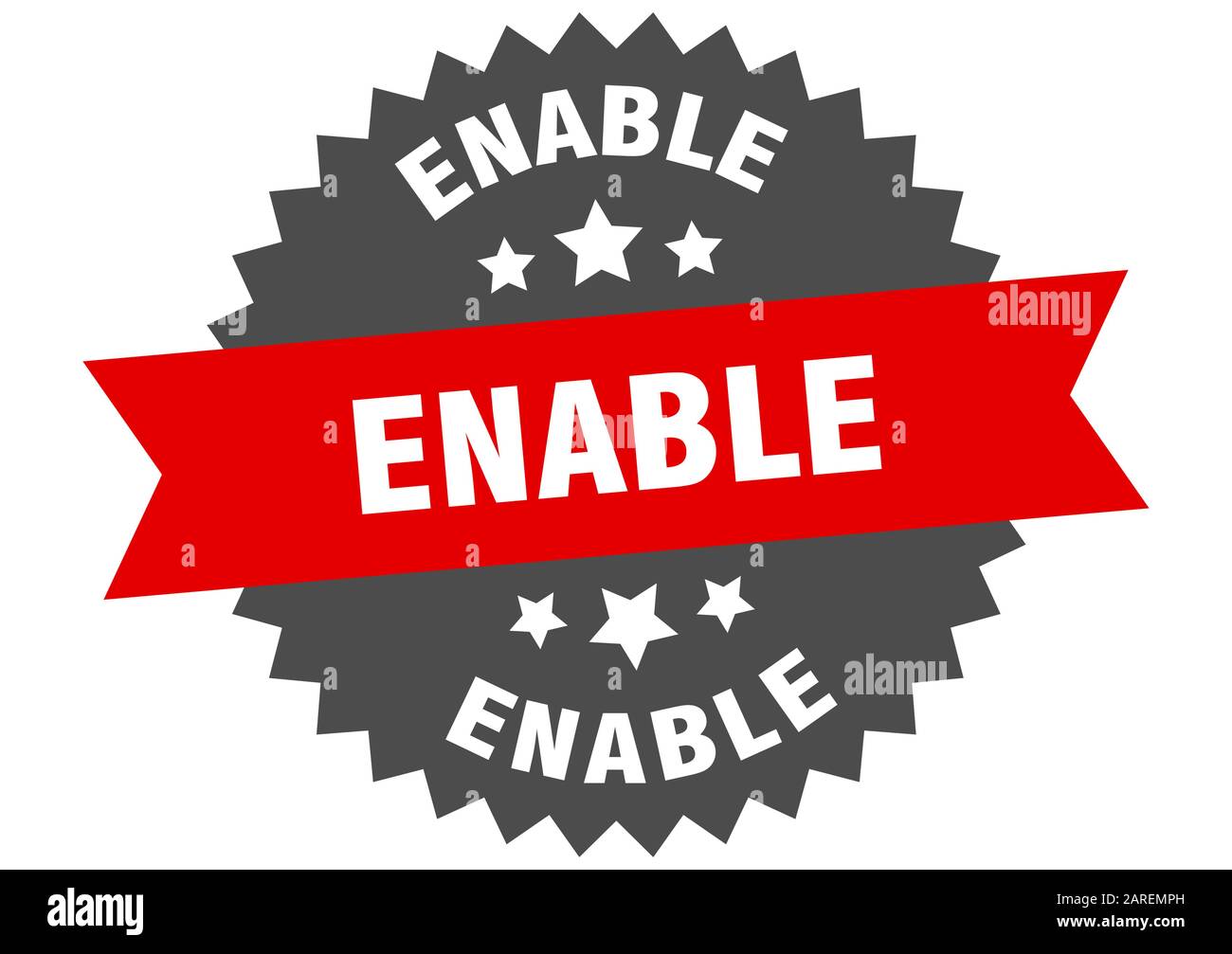 enable sign. enable circular band label. round enable sticker Stock ...