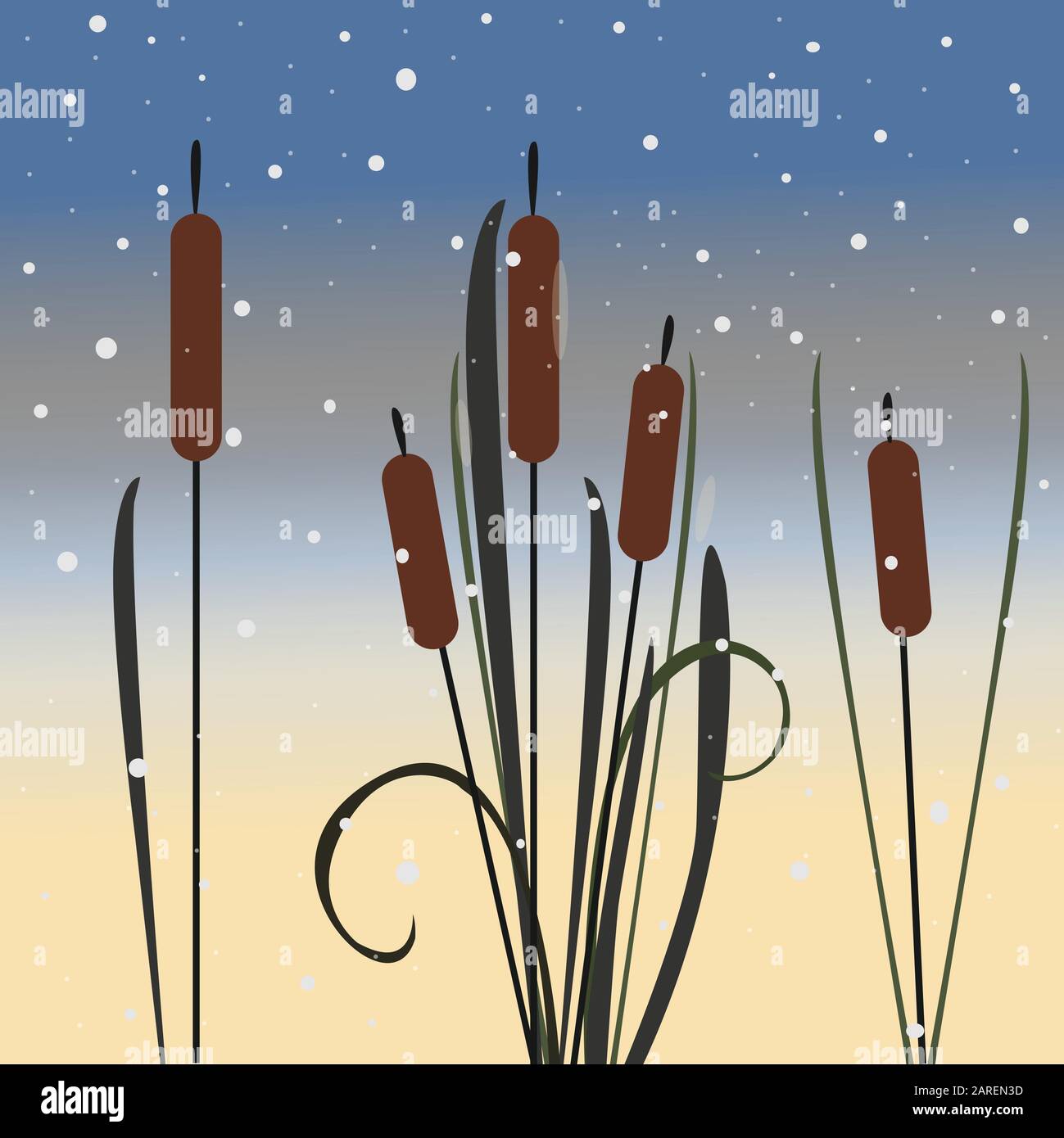 Cute Bush of Reed on modern background. Decorative Elements. Vector ...