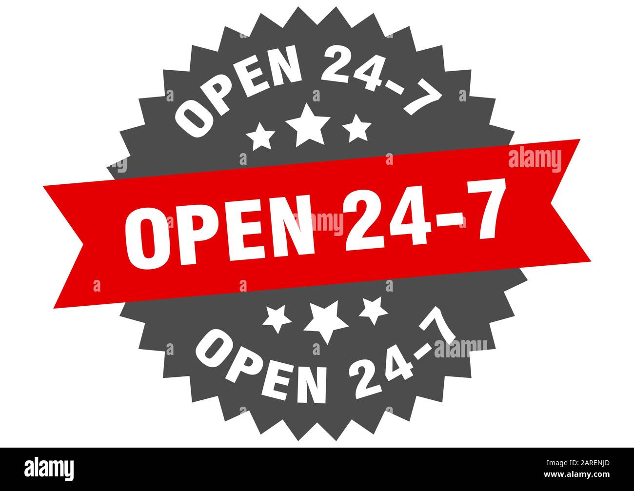 open 24 7 sign. open 24 7 circular band label. round open 24 7 sticker ...