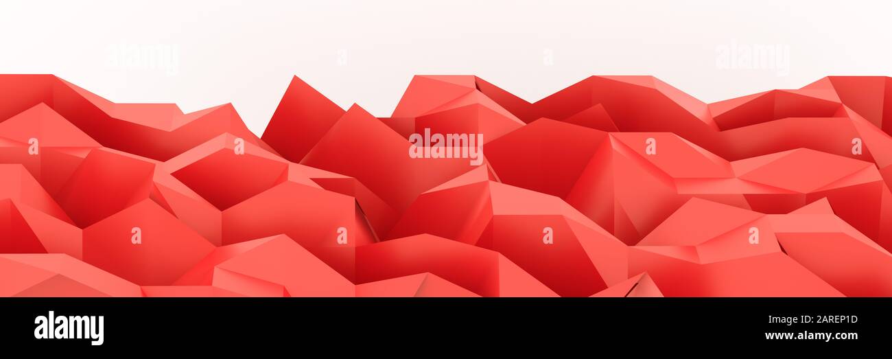 Red Chaotic Cubes Wall Background. Panorama high resolution wallpaper ...