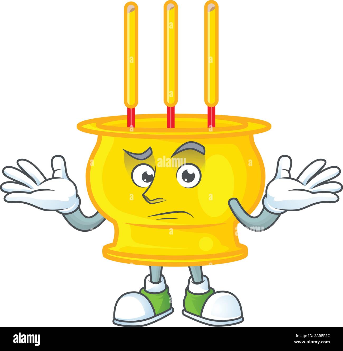 Super Funny Grinning chinese gold incense mascot cartoon style Stock ...
