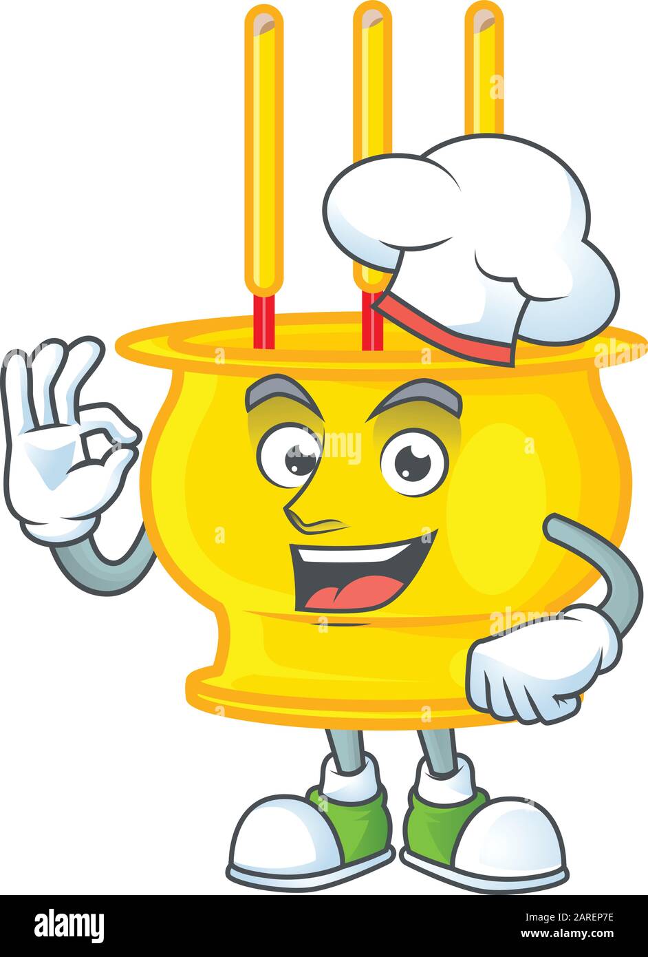 Chinese gold incense cartoon character wearing costume of chef and ...