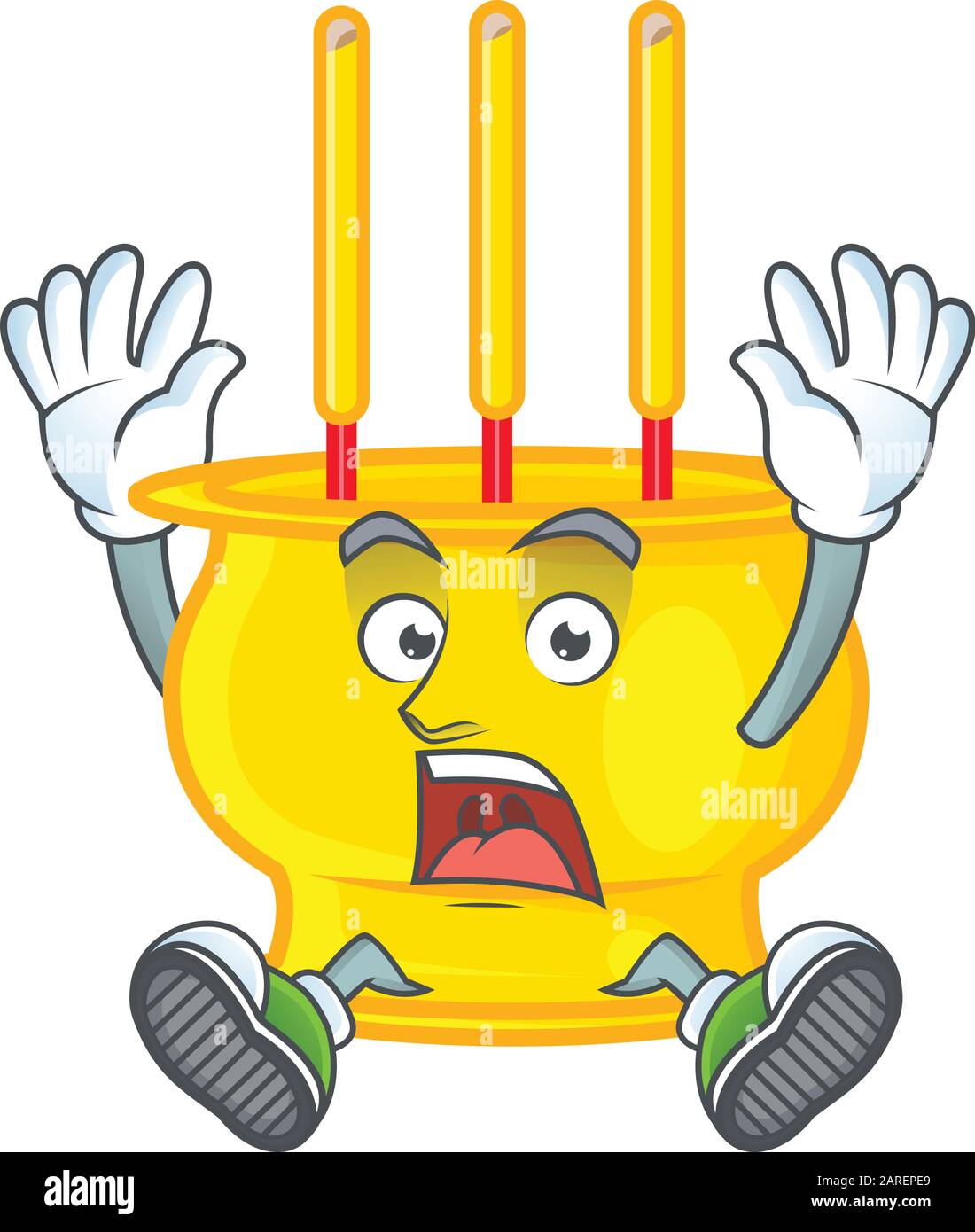 An icon character of chinese gold incense style with shocking gesture ...