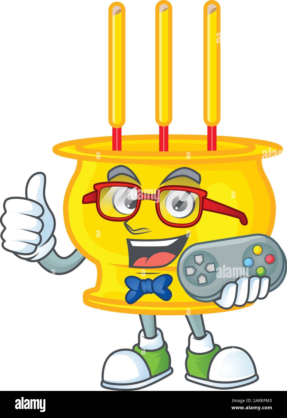 Smiley gamer chinese gold incense cartoon mascot style Stock Vector ...