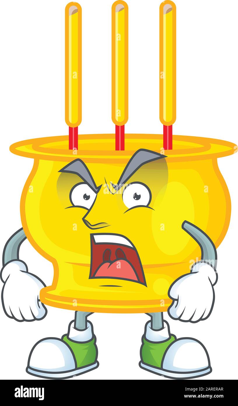 Chinese gold incense cartoon character design having angry face Stock ...