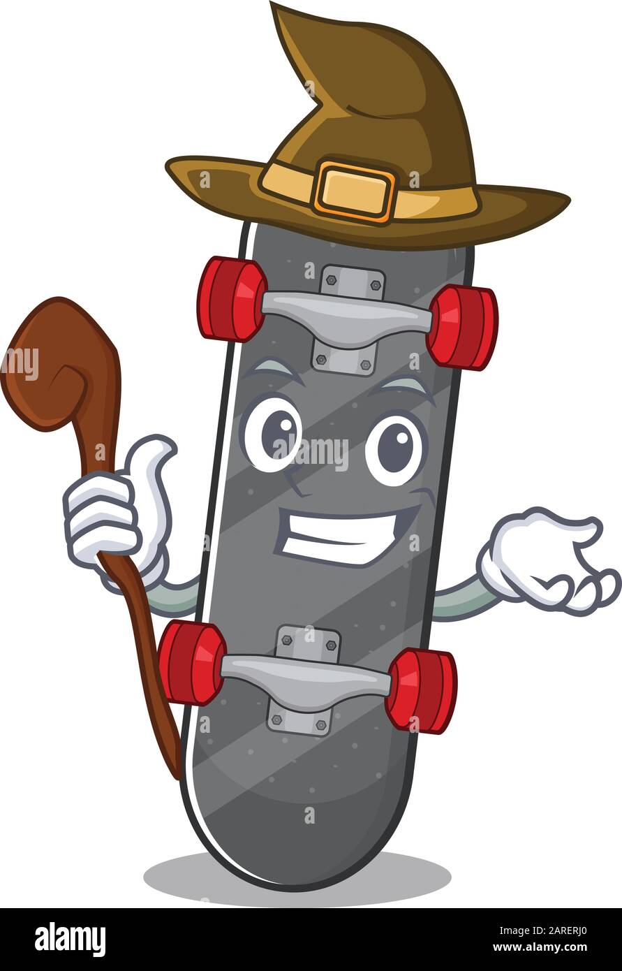 cartoon mascot style of skateboard dressed as a witch Stock Vector ...