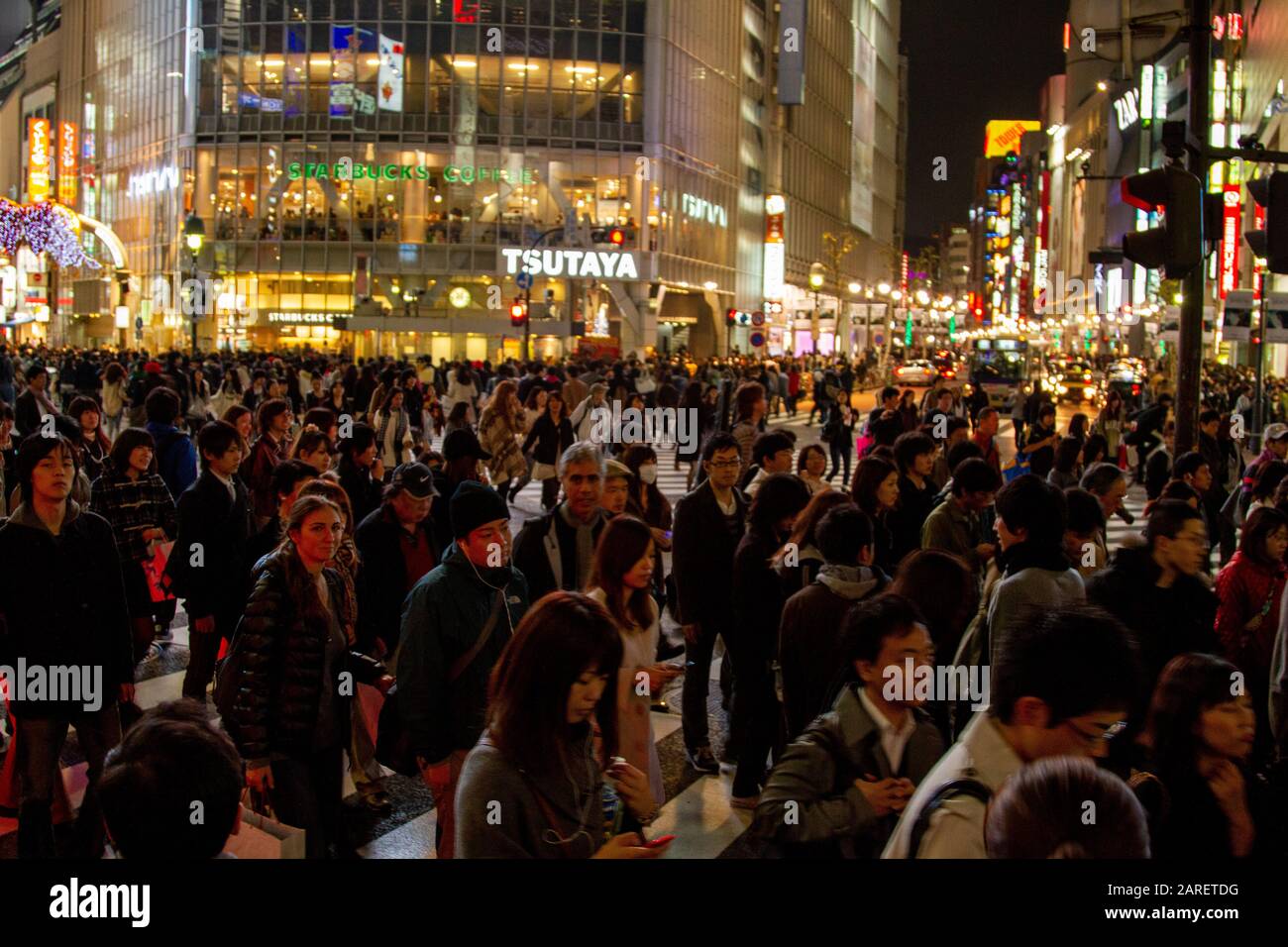 Tokyo Metropolis Japan Shibuya Nightlife attracts many tourists Stock ...