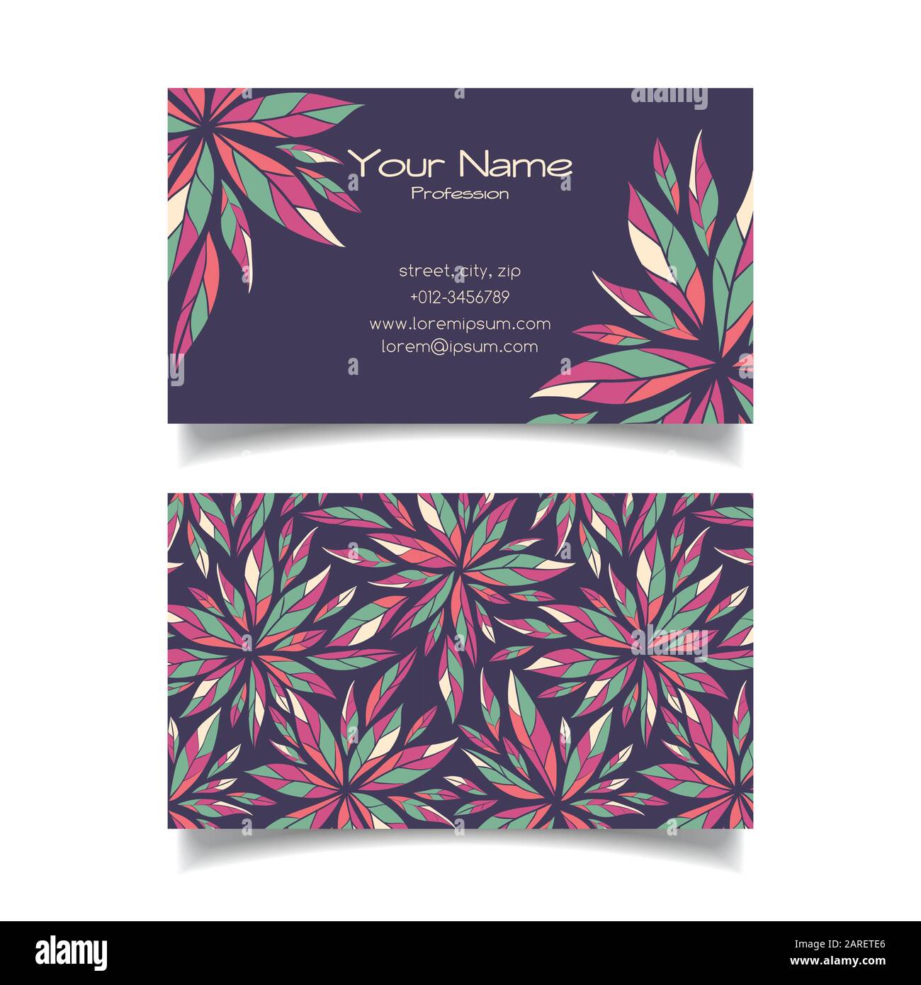 Business card template with floral pattern Stock Vector Image & Art - Alamy