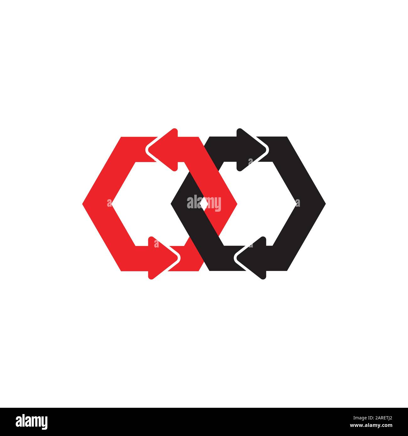 linked circle hexagonal arrows process symbol vector Stock Vector Image ...