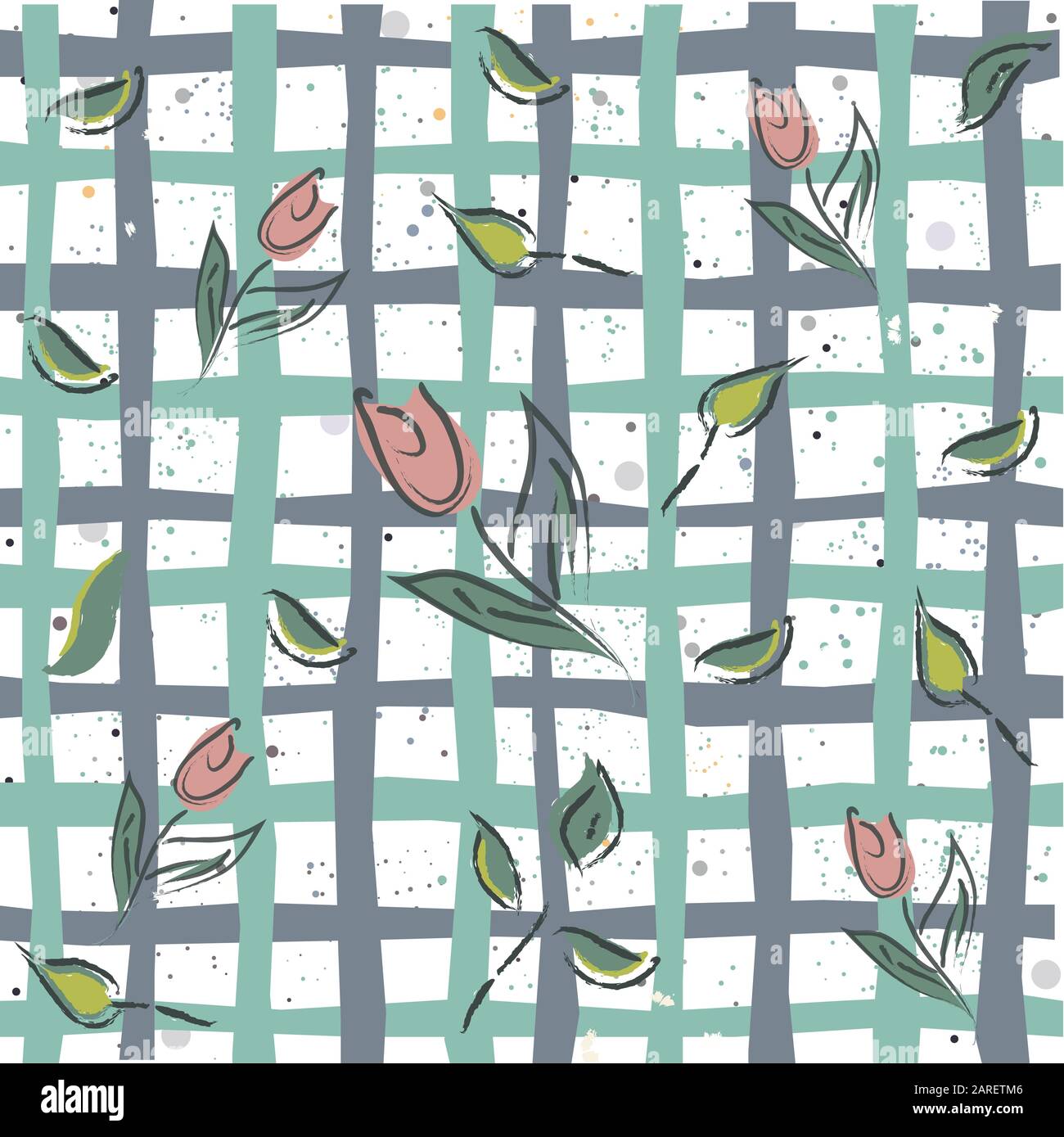 Hand Drawn Floral Seamless Pattern on subtle background. Vector ...