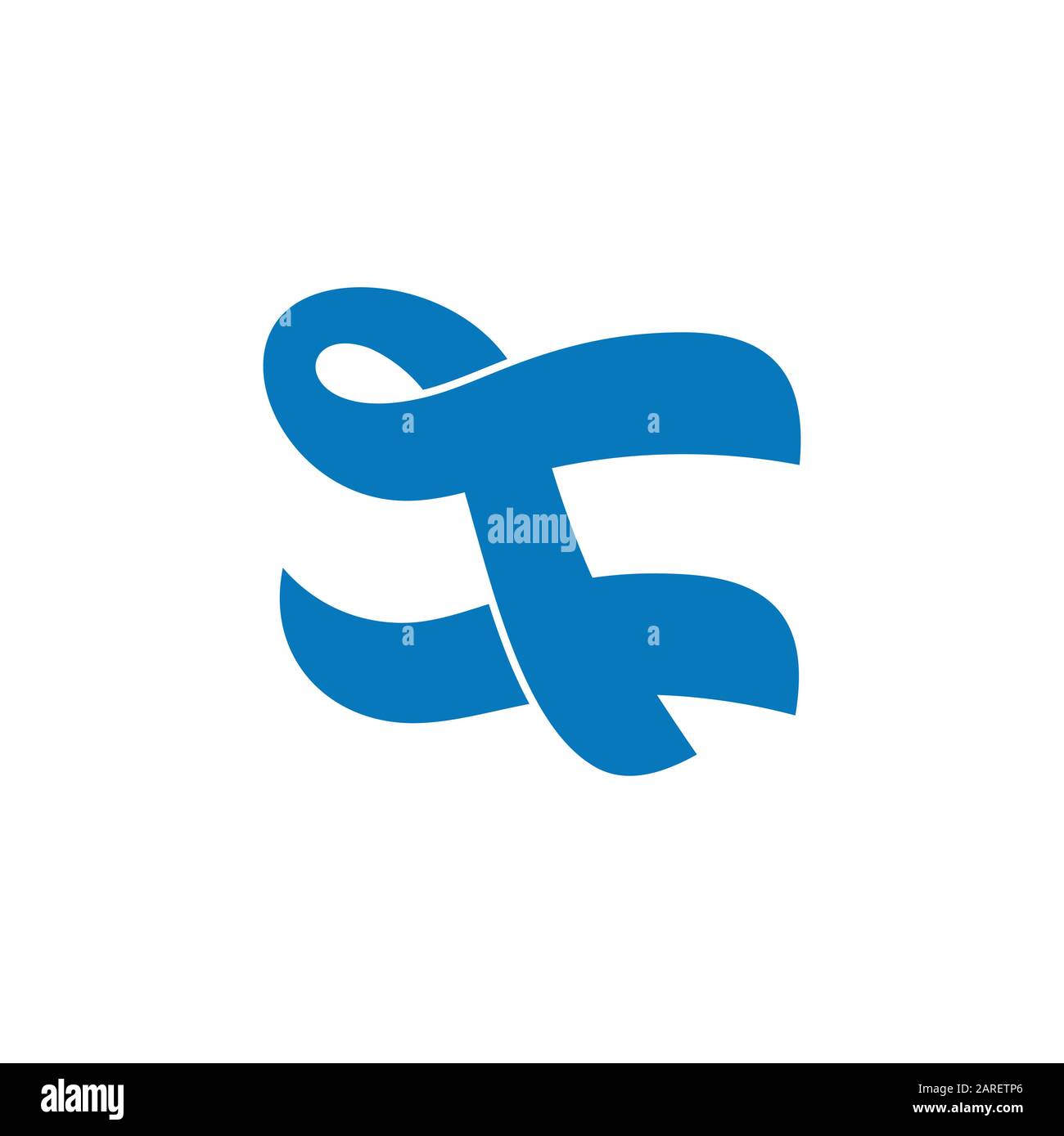 abstract letter t blue wavy design logo vector Stock Vector Image & Art ...