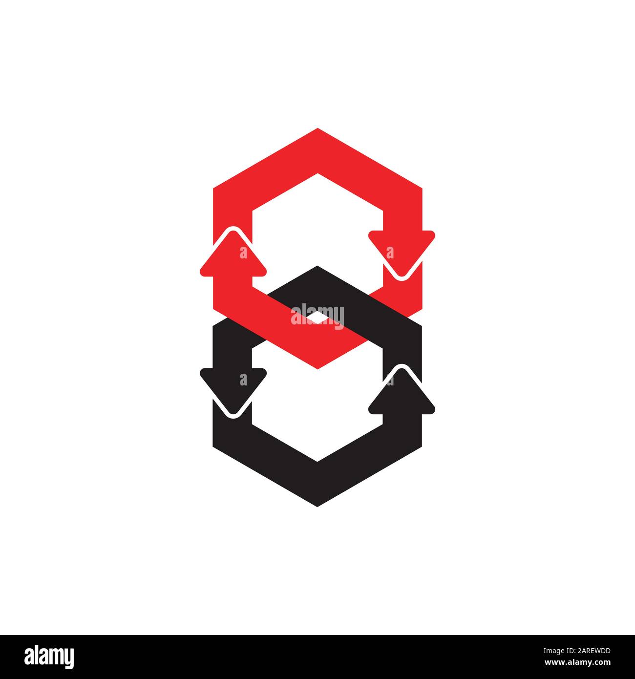 linked circle hexagonal arrows process symbol vector Stock Vector Image ...